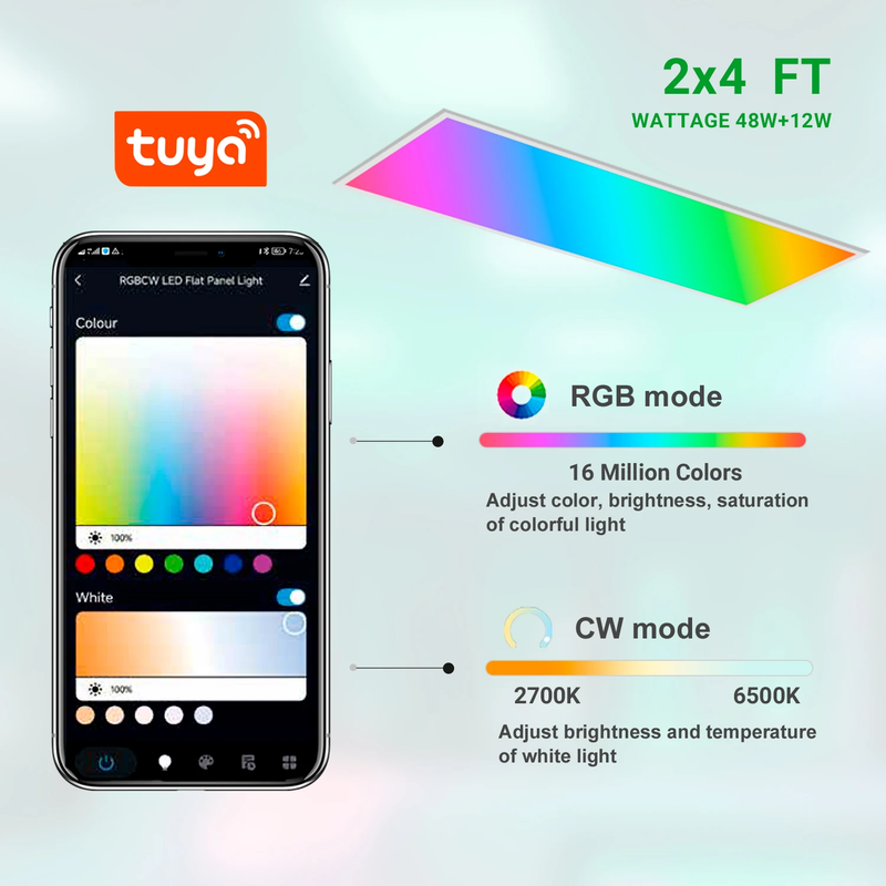 Bluetooth&WIFI Control CCT Tunable LED Panel Lights 2x2FT 2x4FT 1x4FT ...